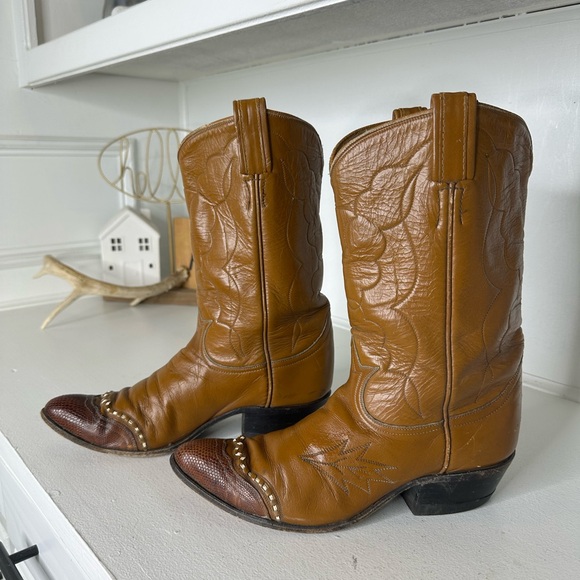 Tony Lama | Shoes | Vintage Tony Lama Gold Label Cowboy Boots Brown ...
